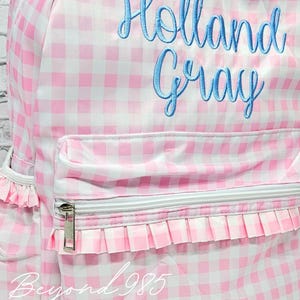 Monogrammed Pink Gingham Backpack With Ruffles: Girls Back-to-school - Etsy
