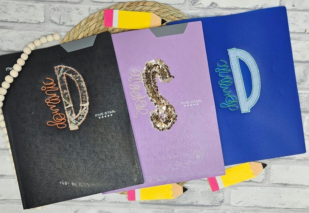 Embroidered Applique Folders, Back to School, B2S, 2 Pocket-3 Prong ...