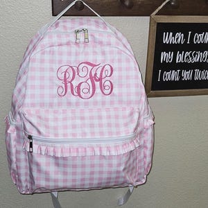 Monogrammed Pink Gingham Backpack With Ruffles: Girls Back-to-school - Etsy