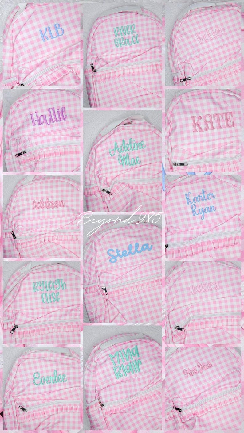 Monogrammed Pink Gingham Backpack With Ruffles: Girls Back-to-school - Etsy