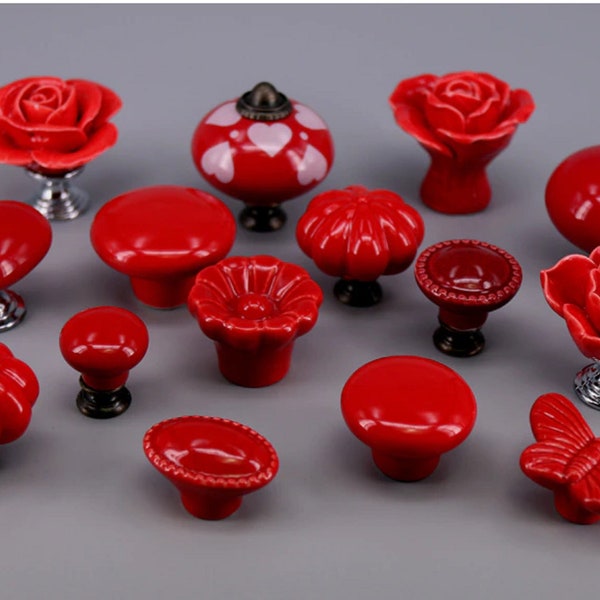 Red Cabinet Knobs - Etsy