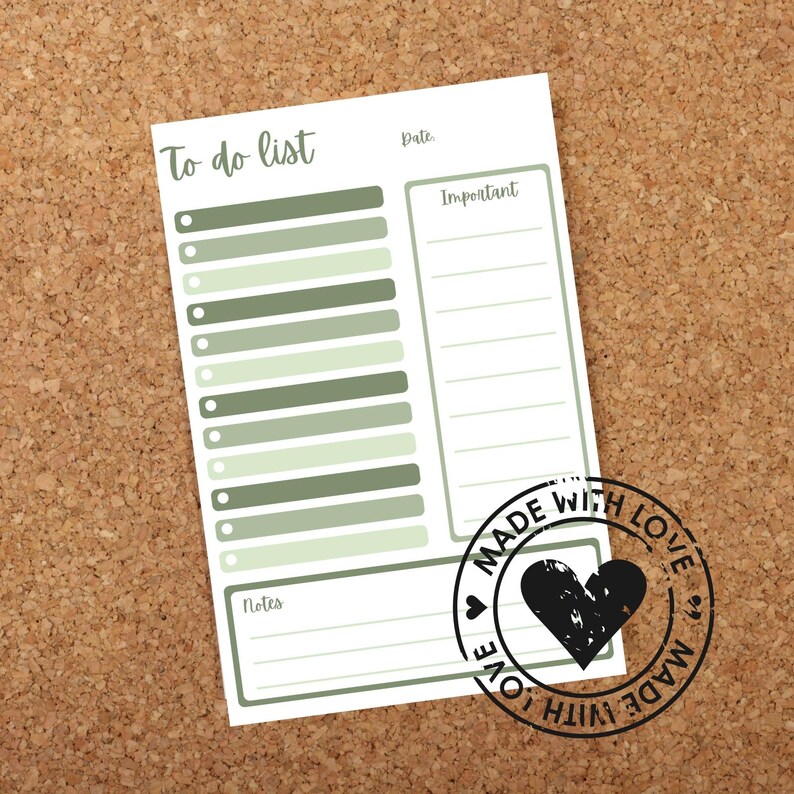 To Do List A4 Green (digital Download) - Etsy