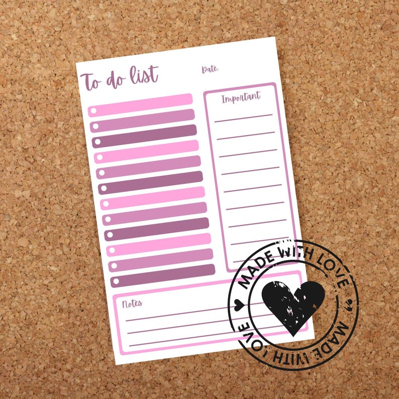 To Do List A4 Pink (digital Download) - Etsy