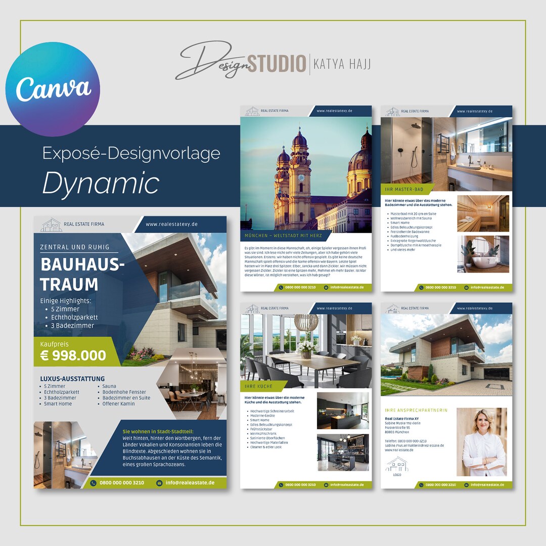 Real Estate Exposé "dynamic" as Canva Template DIN A4 - INSTANT ...