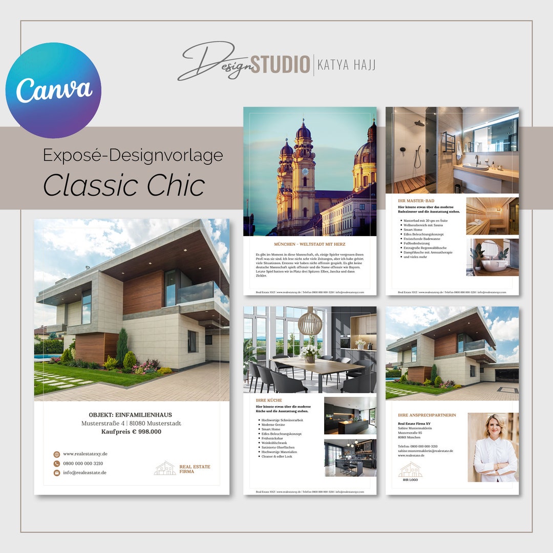 Immobilien Exposé als Canva-Vorlage DIN A4 - SOFORTIGER DOWNLOAD - Etsy.de