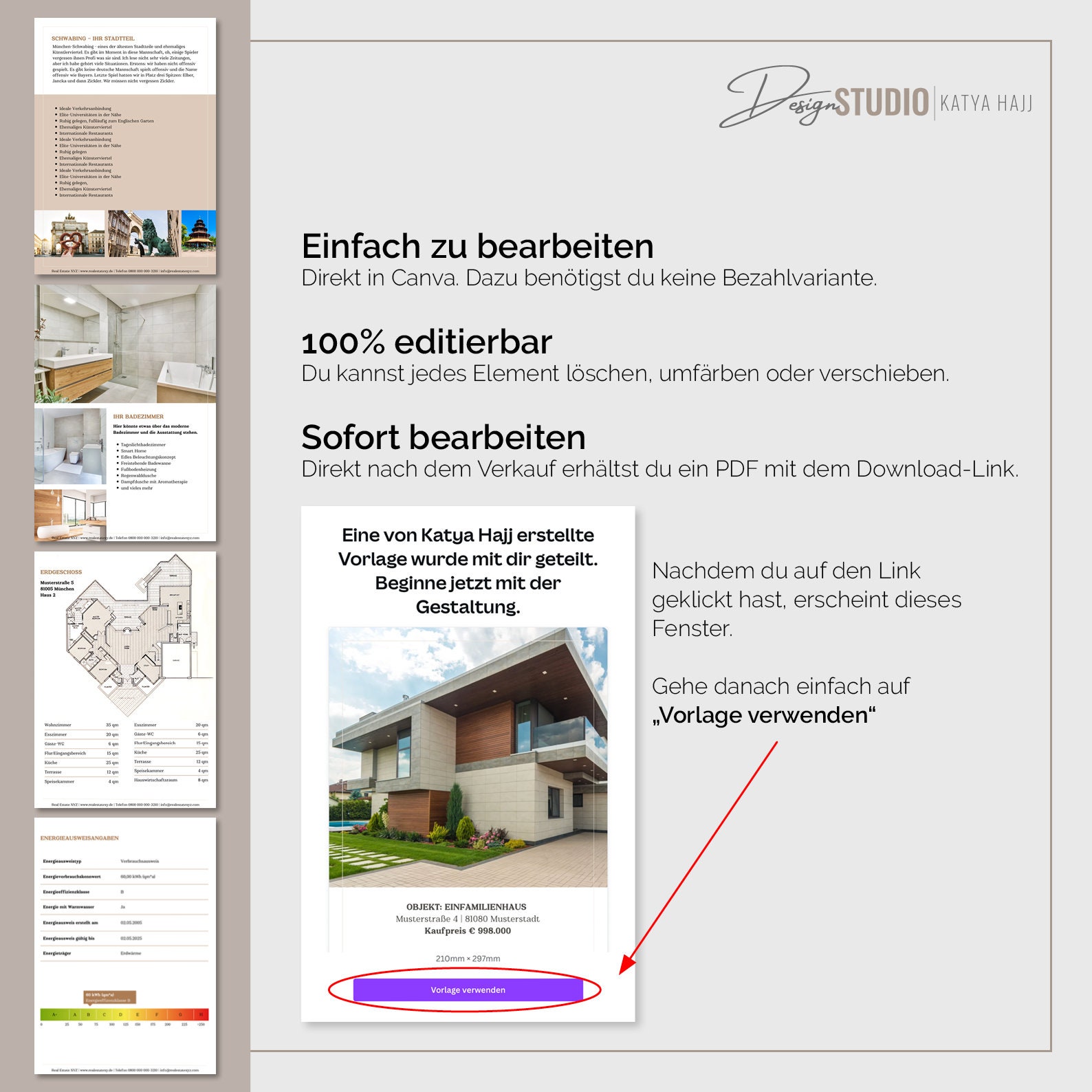 Immobilien Exposé als Canva-Vorlage DIN A4 - SOFORTIGER DOWNLOAD - Etsy.de
