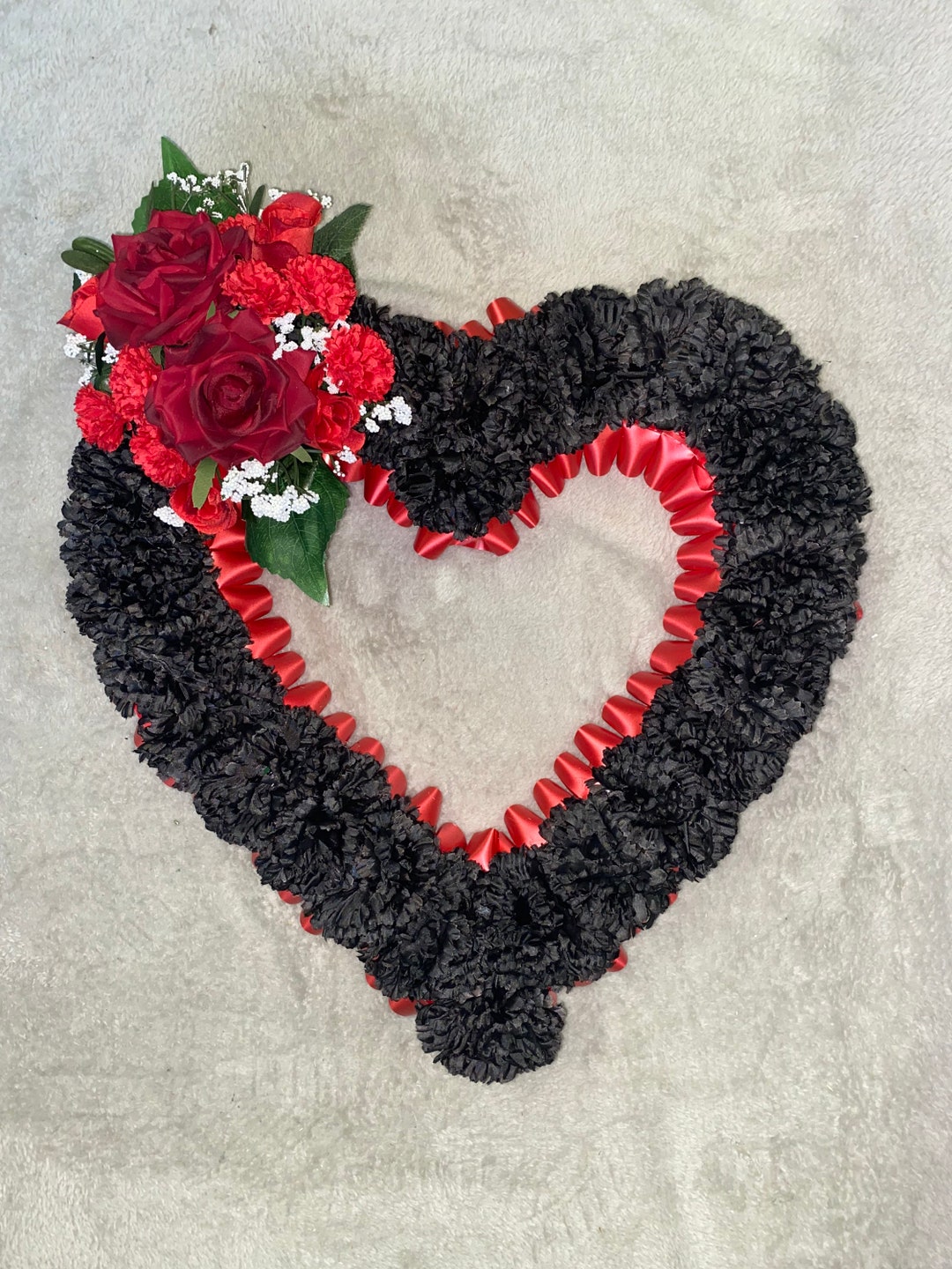 OPEN LOVE HEART Black and Red Funeral Memorial Tribute - Etsy