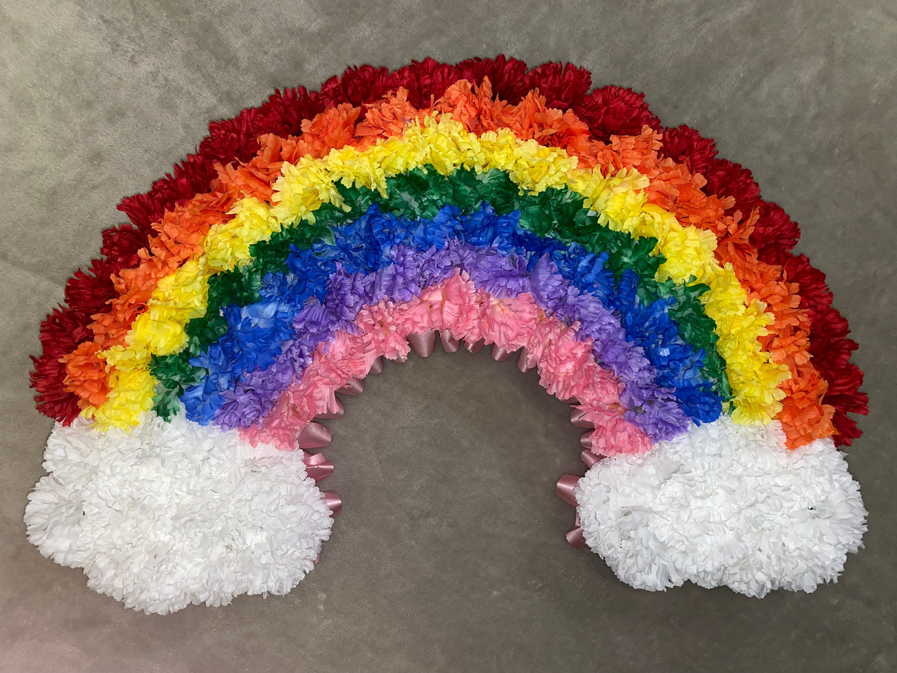 RAINBOW AND CLOUDS Funeral Memorial Tribute Artificial Flowers Silk ...