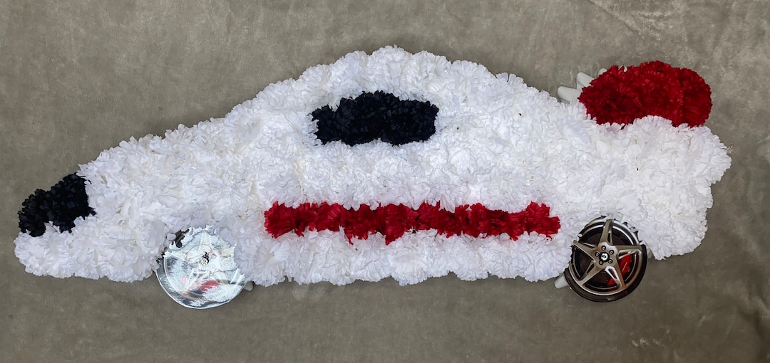 SPORTS RACING CAR Funeral Memorial Tribute Artificial Flowers Silk ...