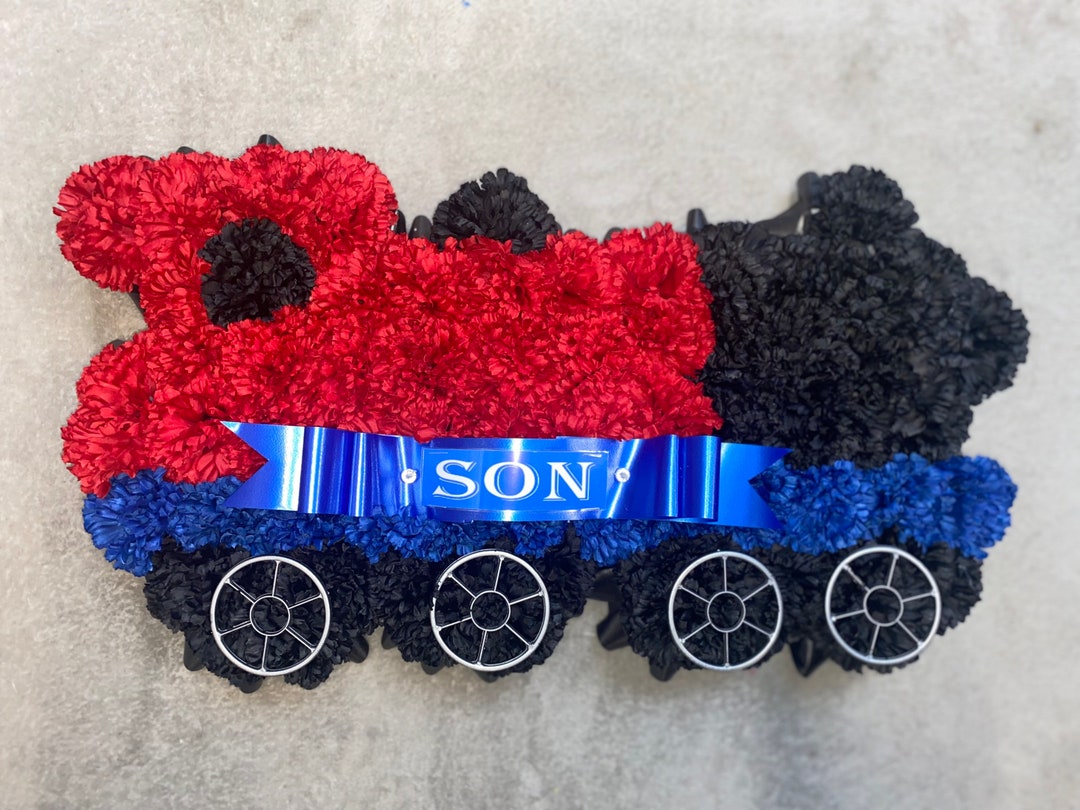 Train Funeral Memorial Artificial Flowers Silk Flower Casket Topper Son ...