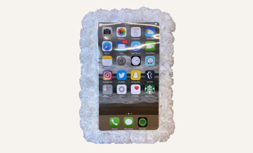 MOBILE PHONE Funeral Memorial Tribute Artificial Flowers Silk Wreath ...