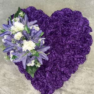 PURPLE and or WHITE Heart Funeral Memorial Tribute Artificial Flowers ...