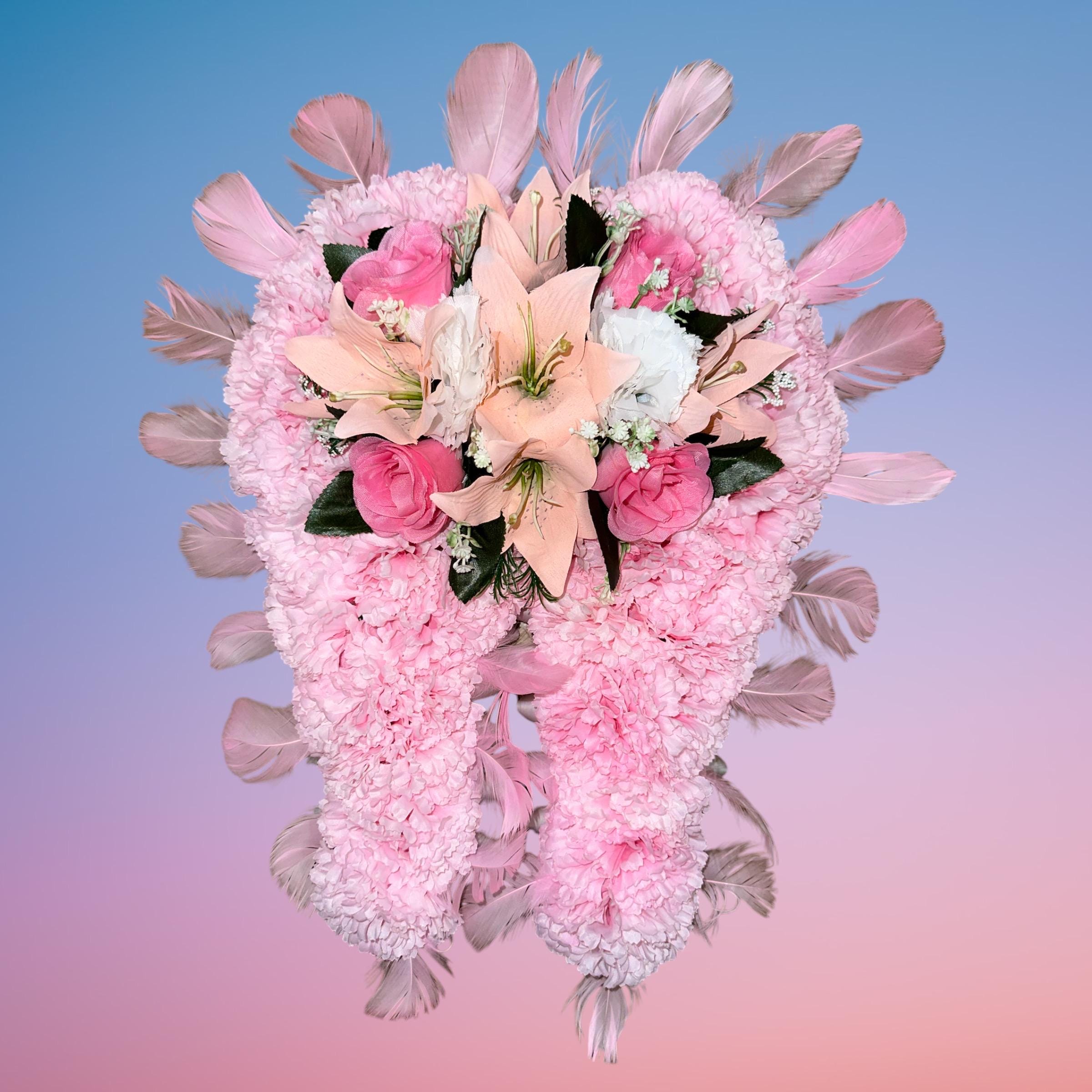 Angel Wings Funeral Wreath With Feathers Memorial Tribute Artificial ...