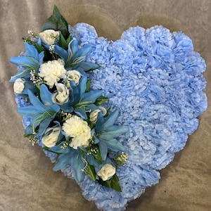 BABY BLUE and or WHITE Heart Funeral Memorial Tribute Artificial ...