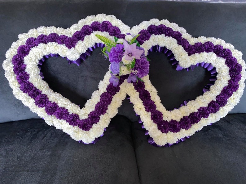 Double OPEN LOVE HEART funeral memorial tribute artificial | Etsy