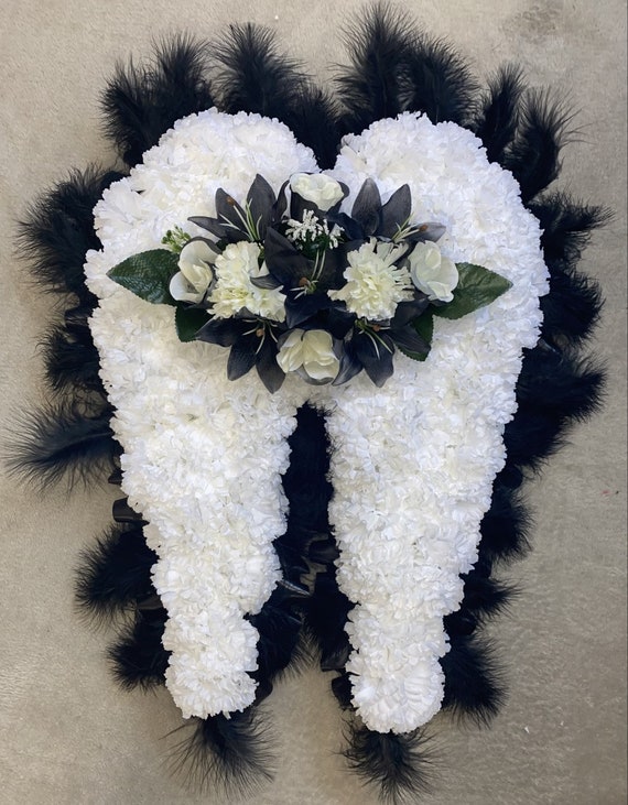 Angel Wings Funeral With Feathers Memorial Tribute Artificial | Etsy UK