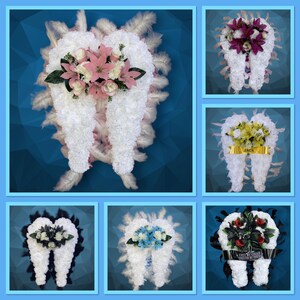 Angel Wings Funeral Wreath Feathers Memorial Tribute Artificial Flowers ...