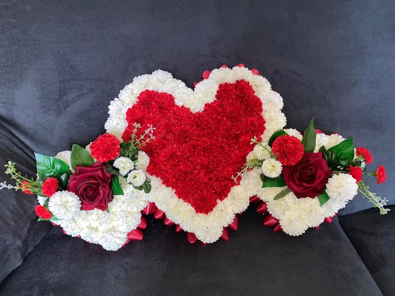 TRIPLE LOVE HEART Funeral Memorial Tribute Artificial Flowers | Etsy