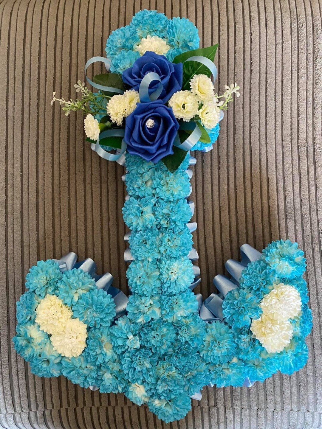 BOAT ANCHOR Funeral Memorial Tribute Artificial Flowers Silk Flower ...