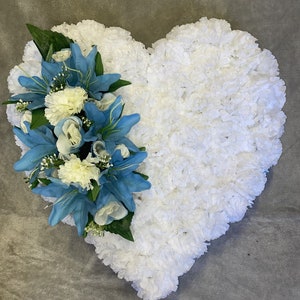 BABY BLUE and or WHITE Heart Funeral Memorial Tribute Artificial ...