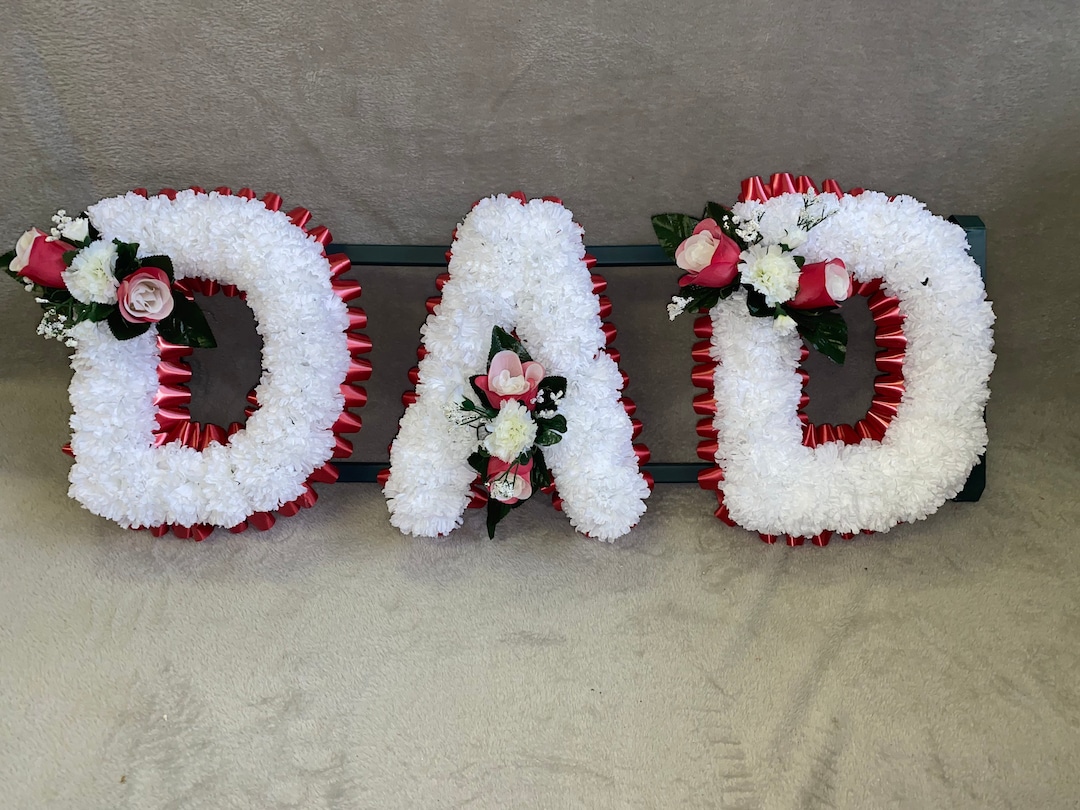DAD LETTER Funeral Memorial Tribute Artificial Flowers Silk Flower ...
