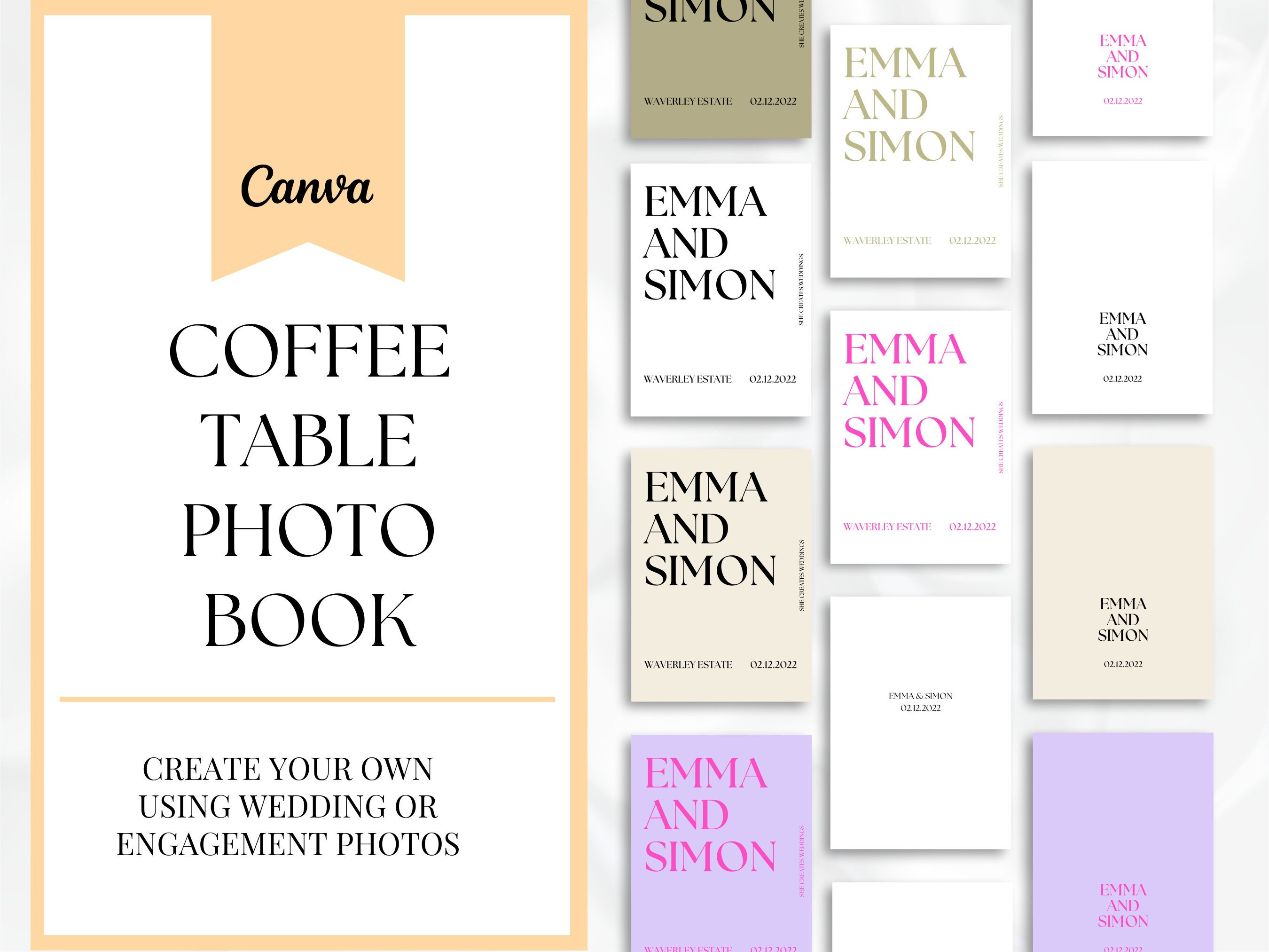 60 Page Modern Wedding or Engagement Photo Album Coffee Table Book ...