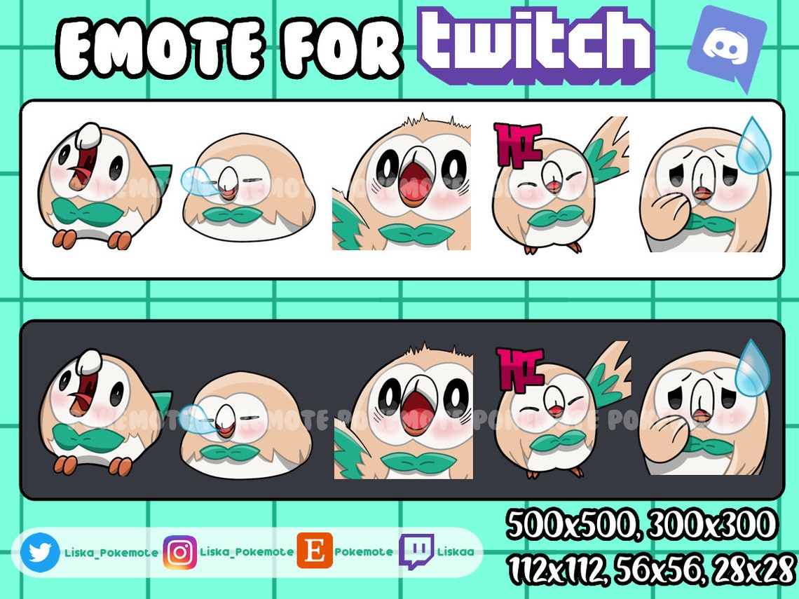 Twitch & Discord Emote Pack Rowlet - Etsy