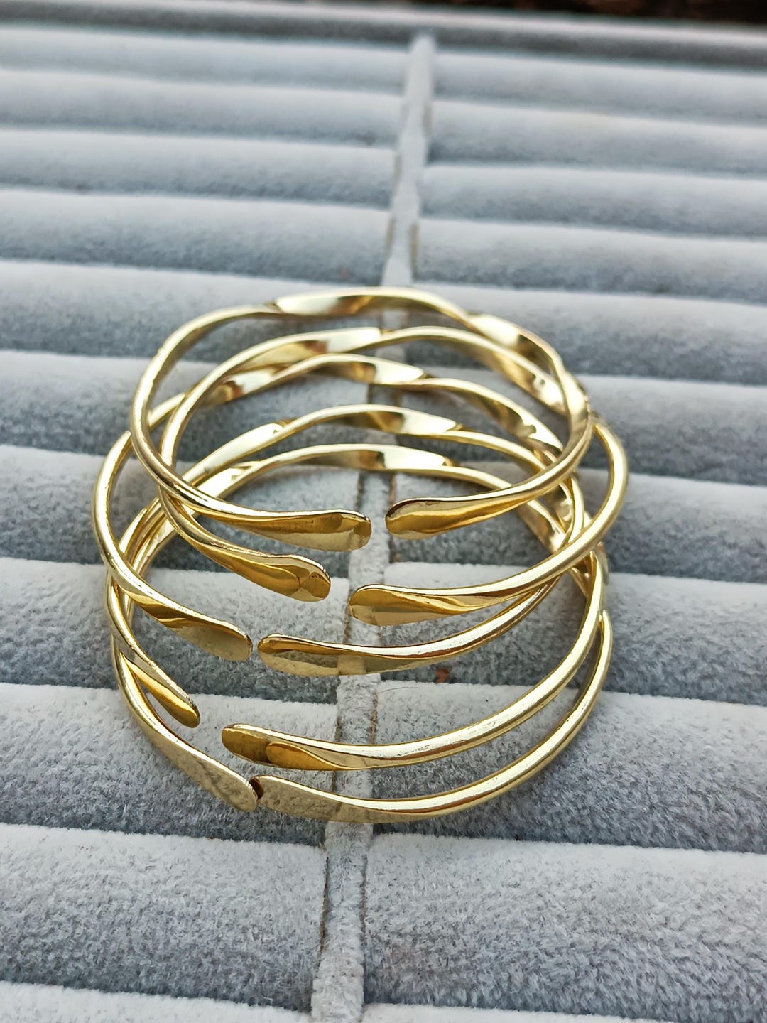 Set of 5 Set Bangles, Brass Bangles Solid Brass Stacking Bangles, 7 Day ...