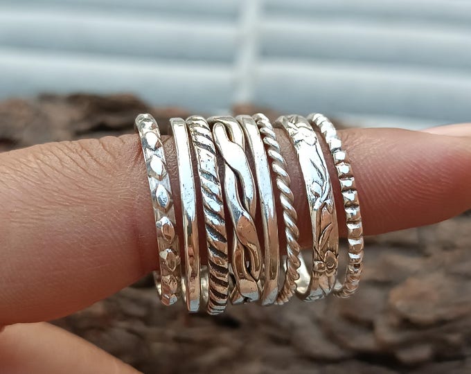 21pcs Stackable Rings Set | Multi Design Rings, Yin Yang, Black Rings ...