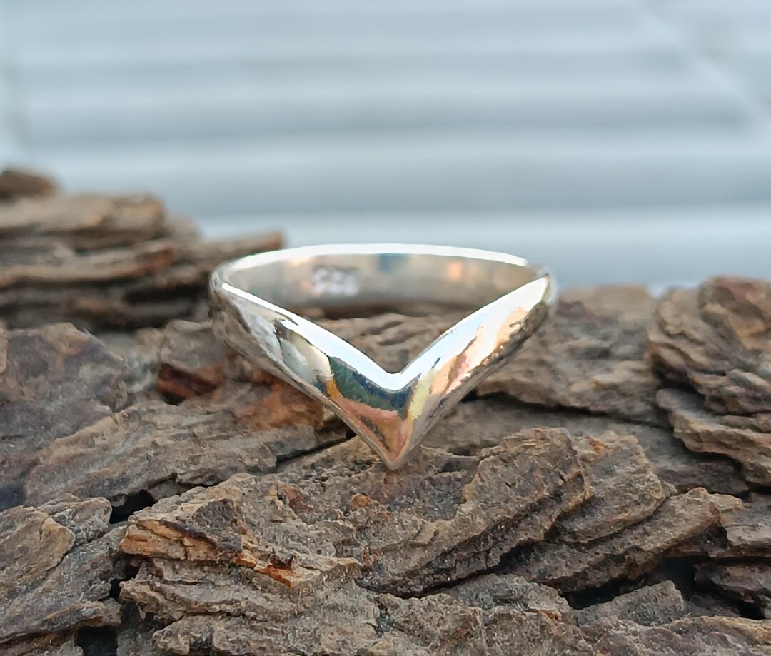 925 Sterling Silver, V Shape Ring for Women, Wide Band Ring , V Shape ...