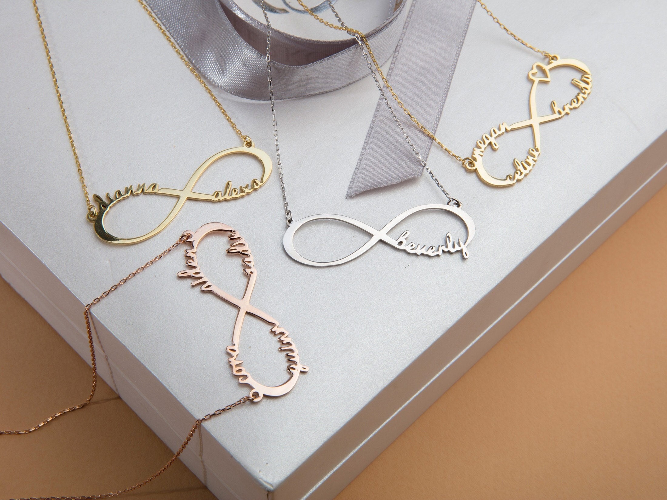 Sterling Silver Infinity Name Necklace, Personalized Family Jewelry - Etsy