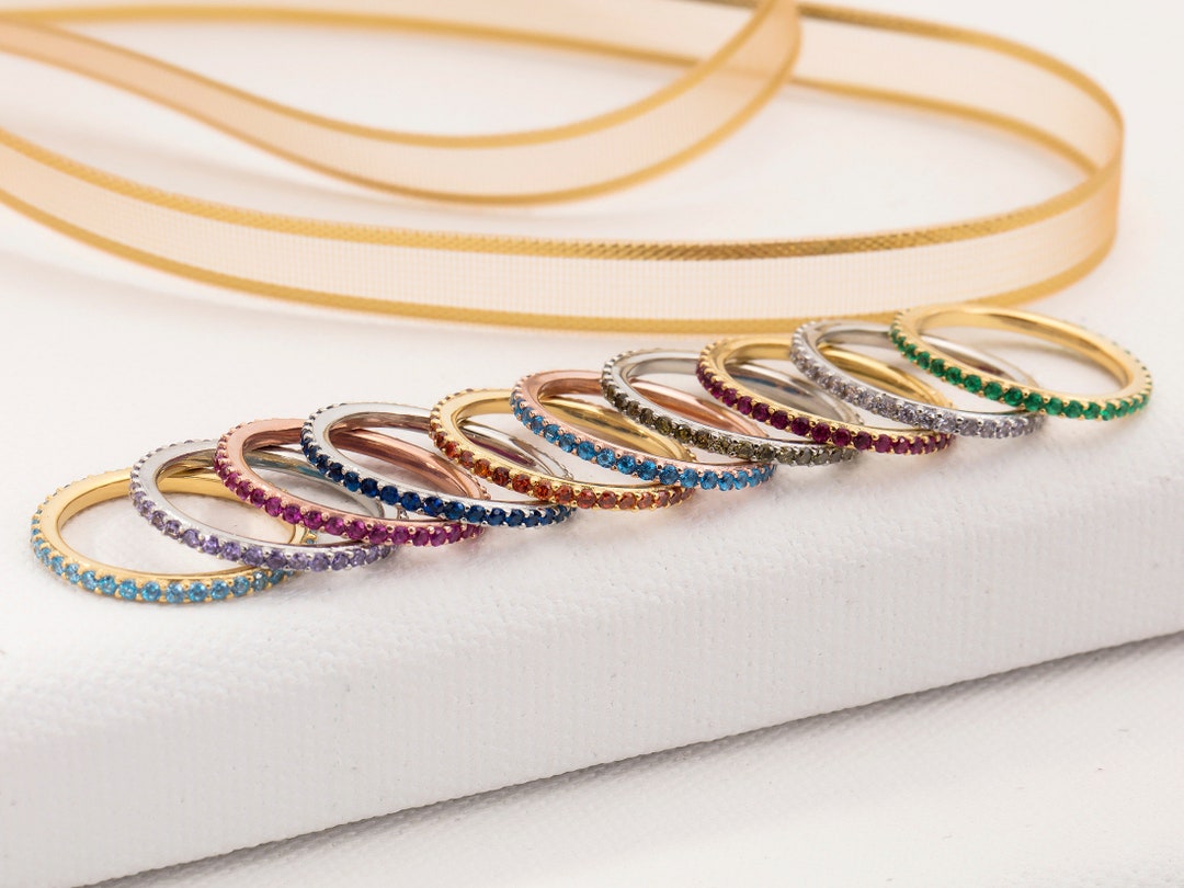 14K Gold Infinity Birthstone Rings, Personalized Gifts, Silver ...