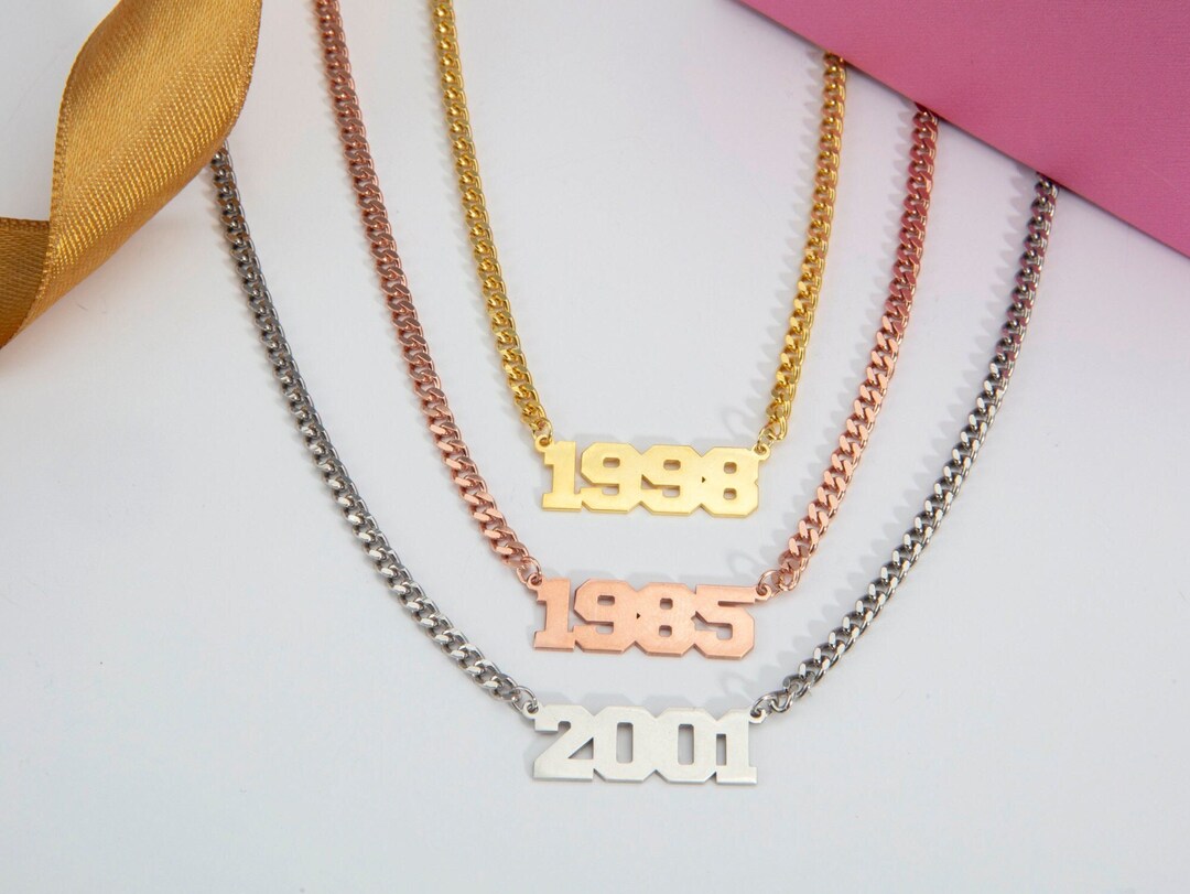 18K Solid Gold Birth Date Necklaces, Personalized Birthday Gifts, 14K ...