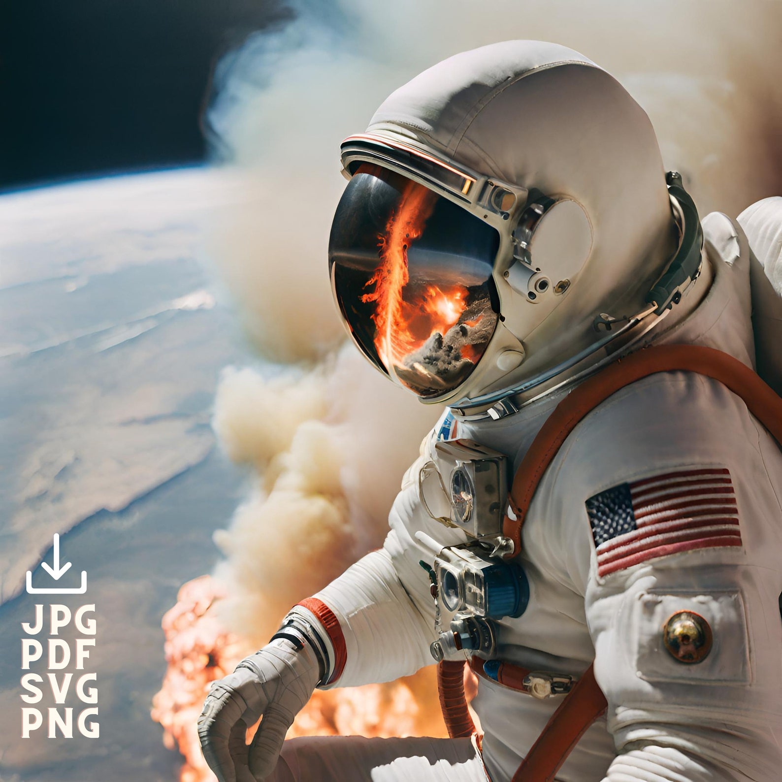 Astronaut Chilling After His Rocket Exploded . Digital Art Illustration ...