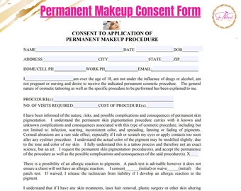 Permanent Makeup Consent Form | Etsy