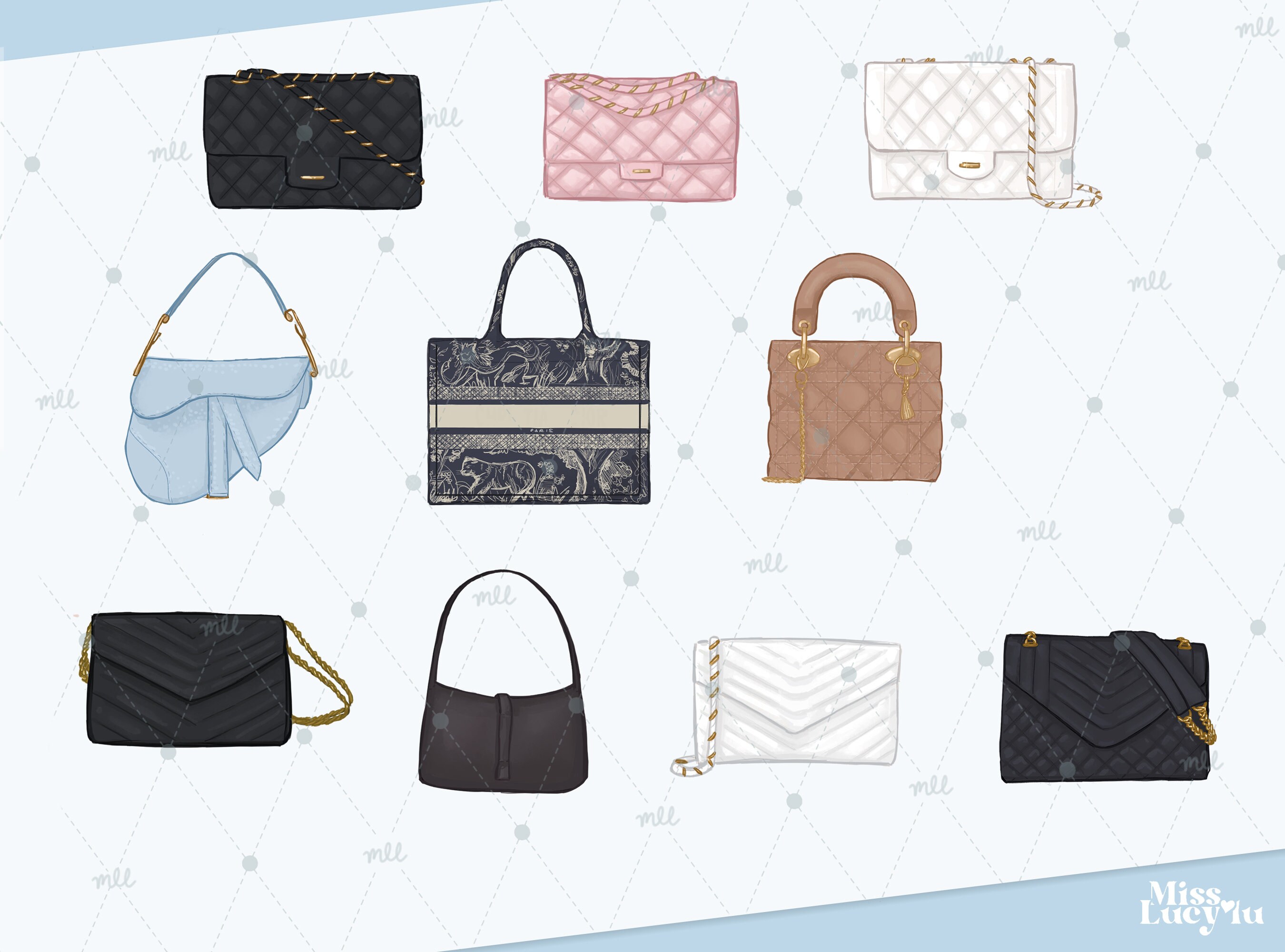 Handbag Heaven Collection! Handbags, Girl Fashion Illustration Clip Art ...
