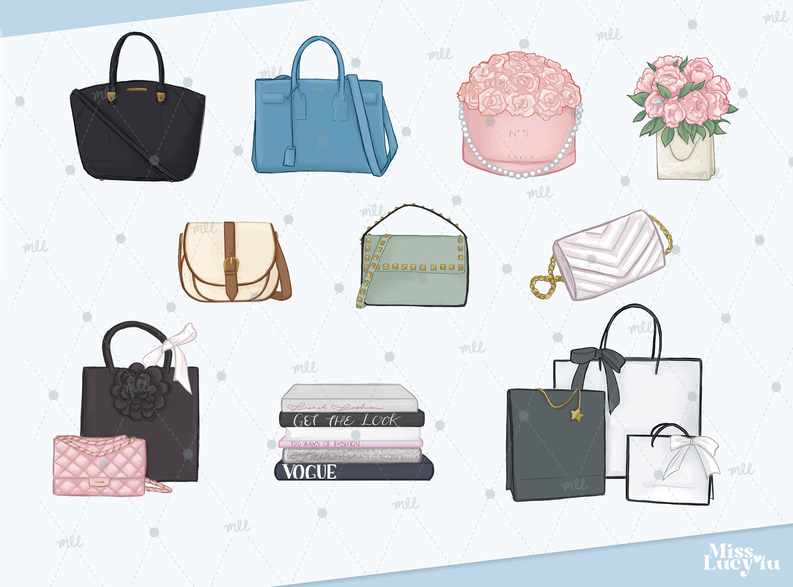 Handbag Heaven Collection! Handbags, Girl Fashion Illustration Clip Art ...