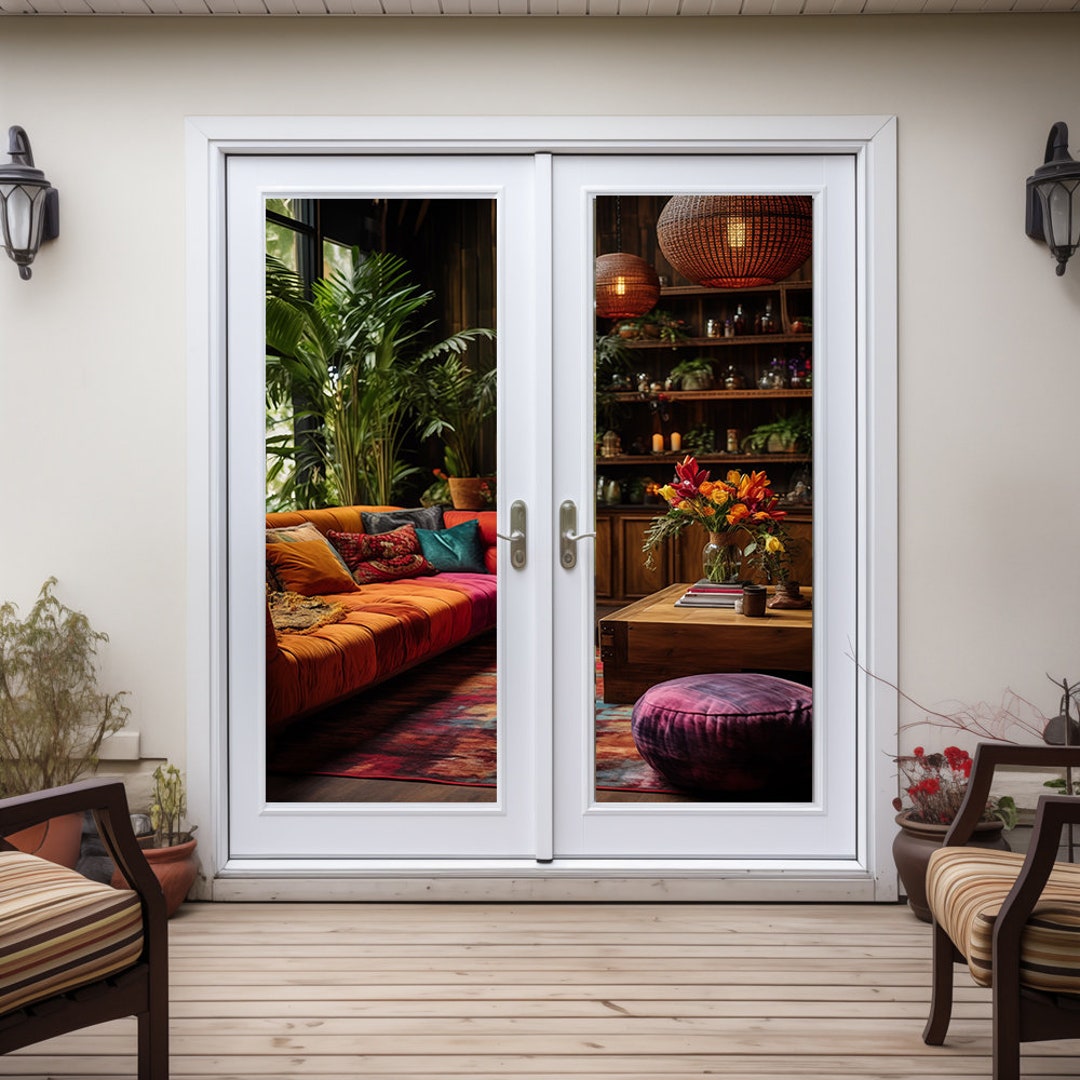 FREE Mock up Decal for Patio Doors and Windows Boho Living Room Window ...