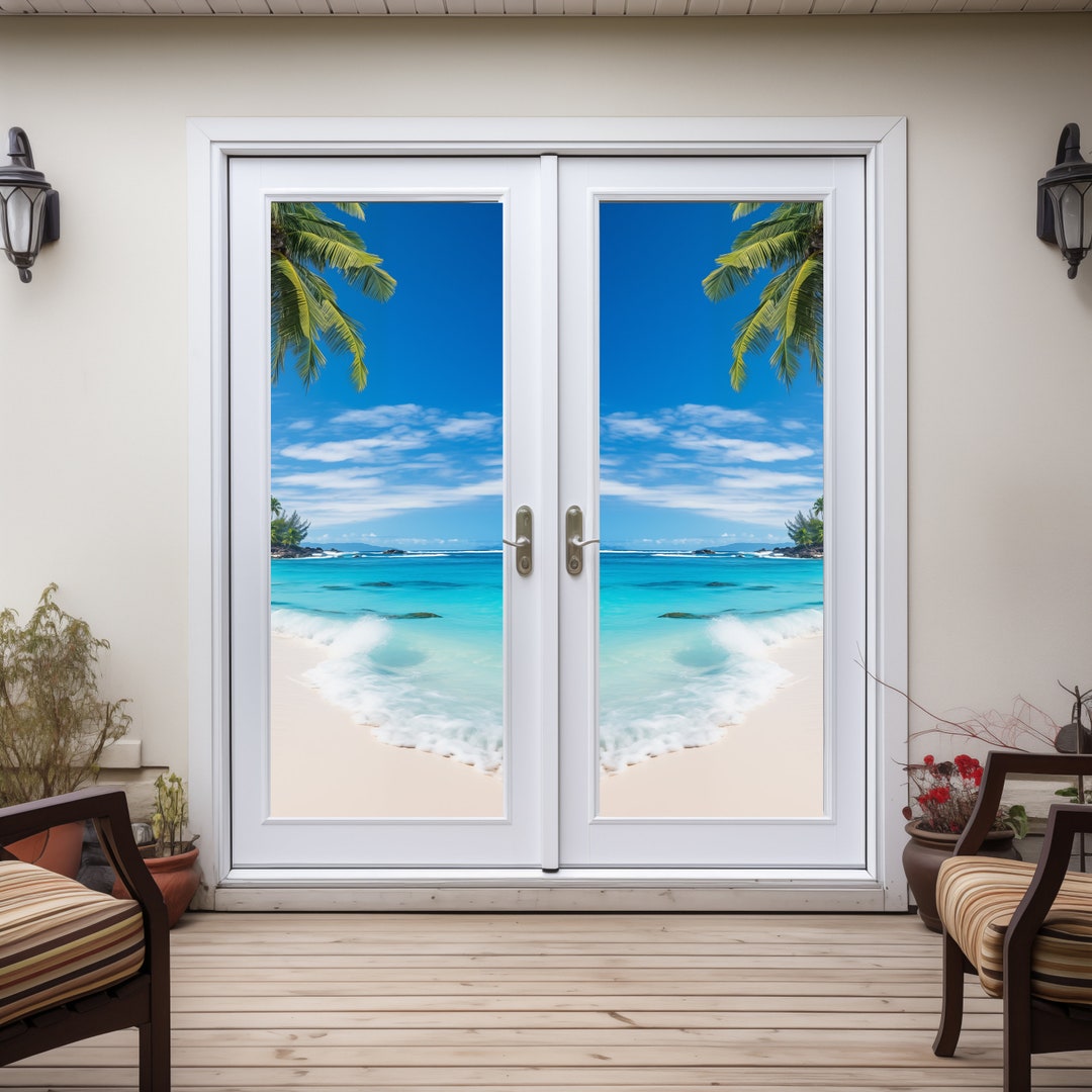 FREE Mock up Decal for Patio Doors and Windows Beach Decor Window Vinyl ...