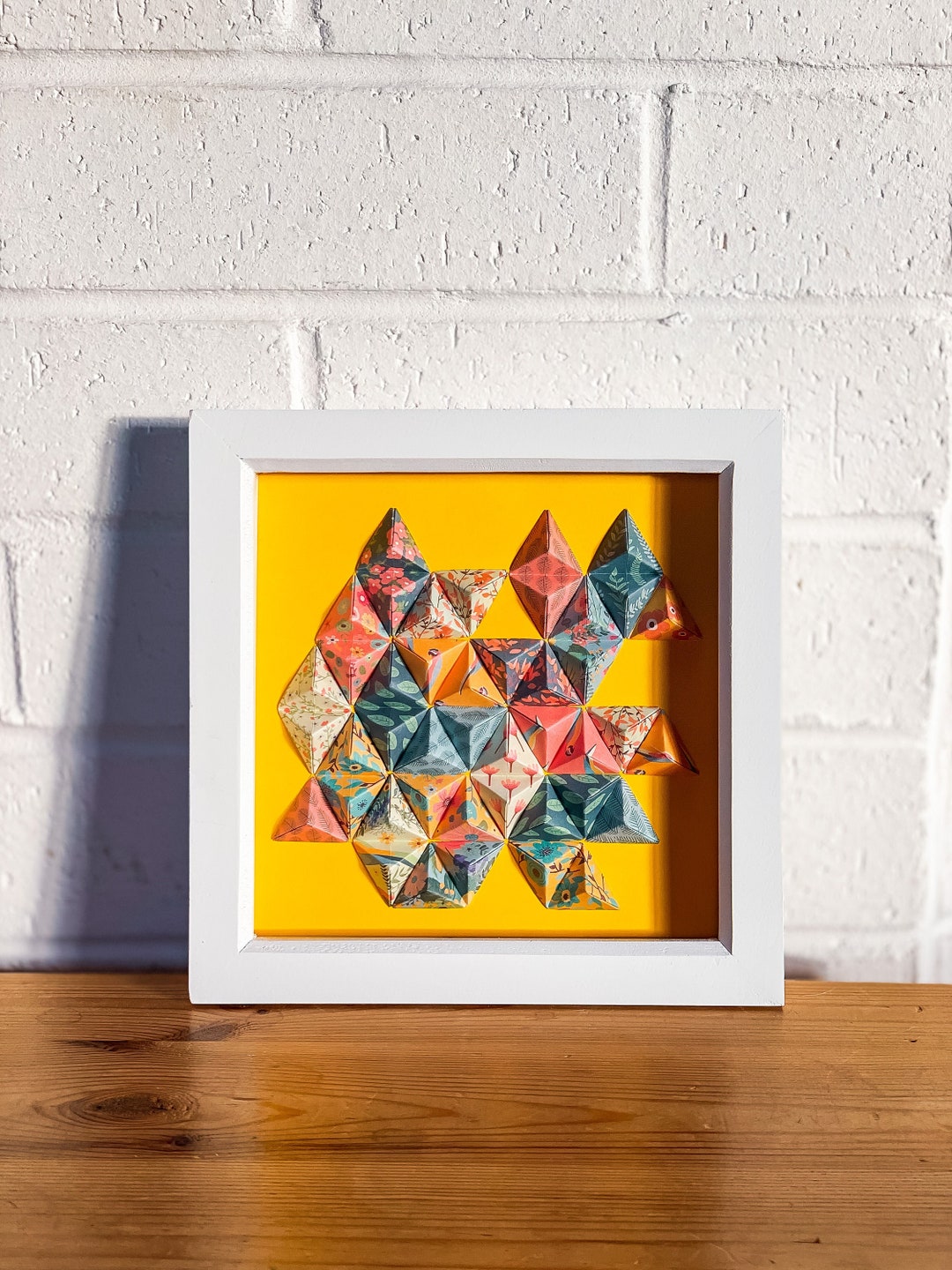 Small Framed 3D Origami Pyramid Wall Art - Etsy