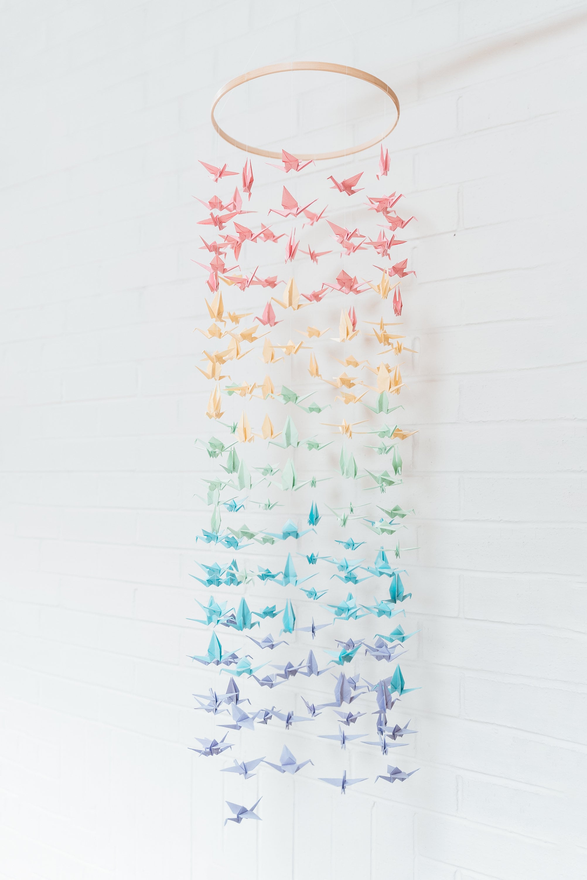 Handmade Pastel Rainbow Origami Crane Mobile - Large - Etsy