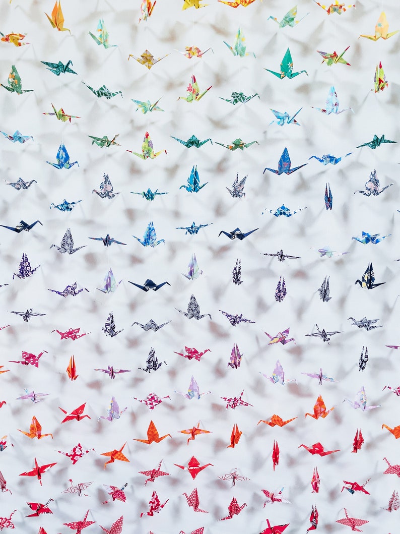 Handmade Rainbow Origami Crane Wall Hanging - Etsy