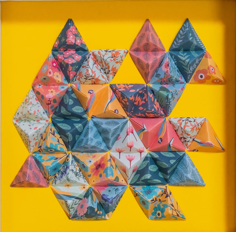 Small Framed 3D Origami Pyramid Wall Art - Etsy