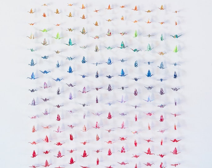 Handmade Rainbow Origami Crane Wall Hanging - Etsy