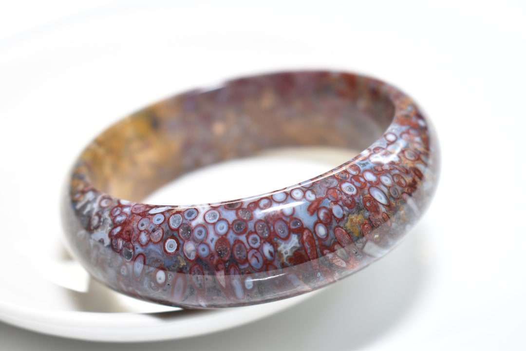 High Grade Fluorescent Fossil Coral/fossilized Coral Bangle, 56mm ...