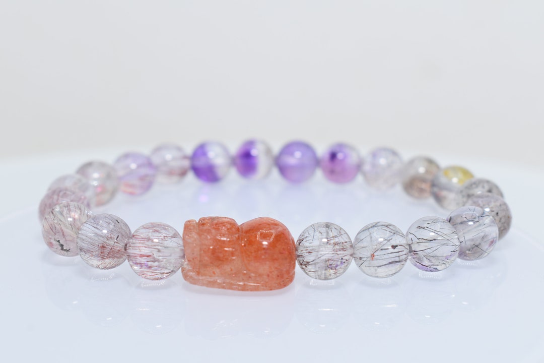 Classic Super 7 and Gold Sunstone With Hematite and Goethite Pixiu ...