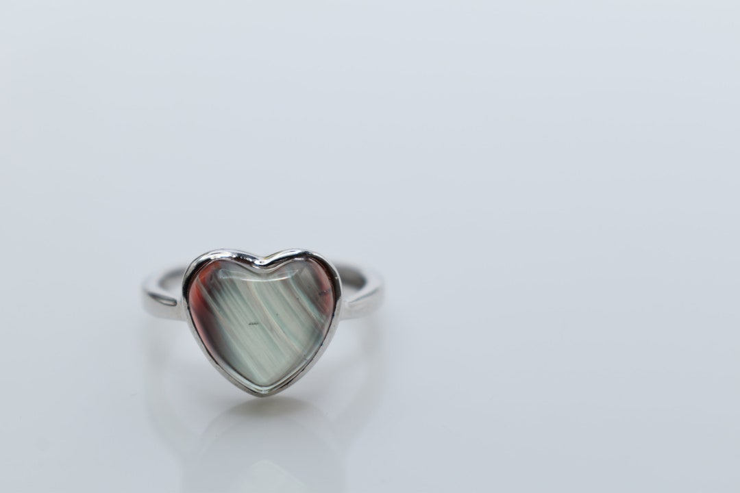 High Grade Tibetian Andesine Heart Shape Ring, Expandable ...