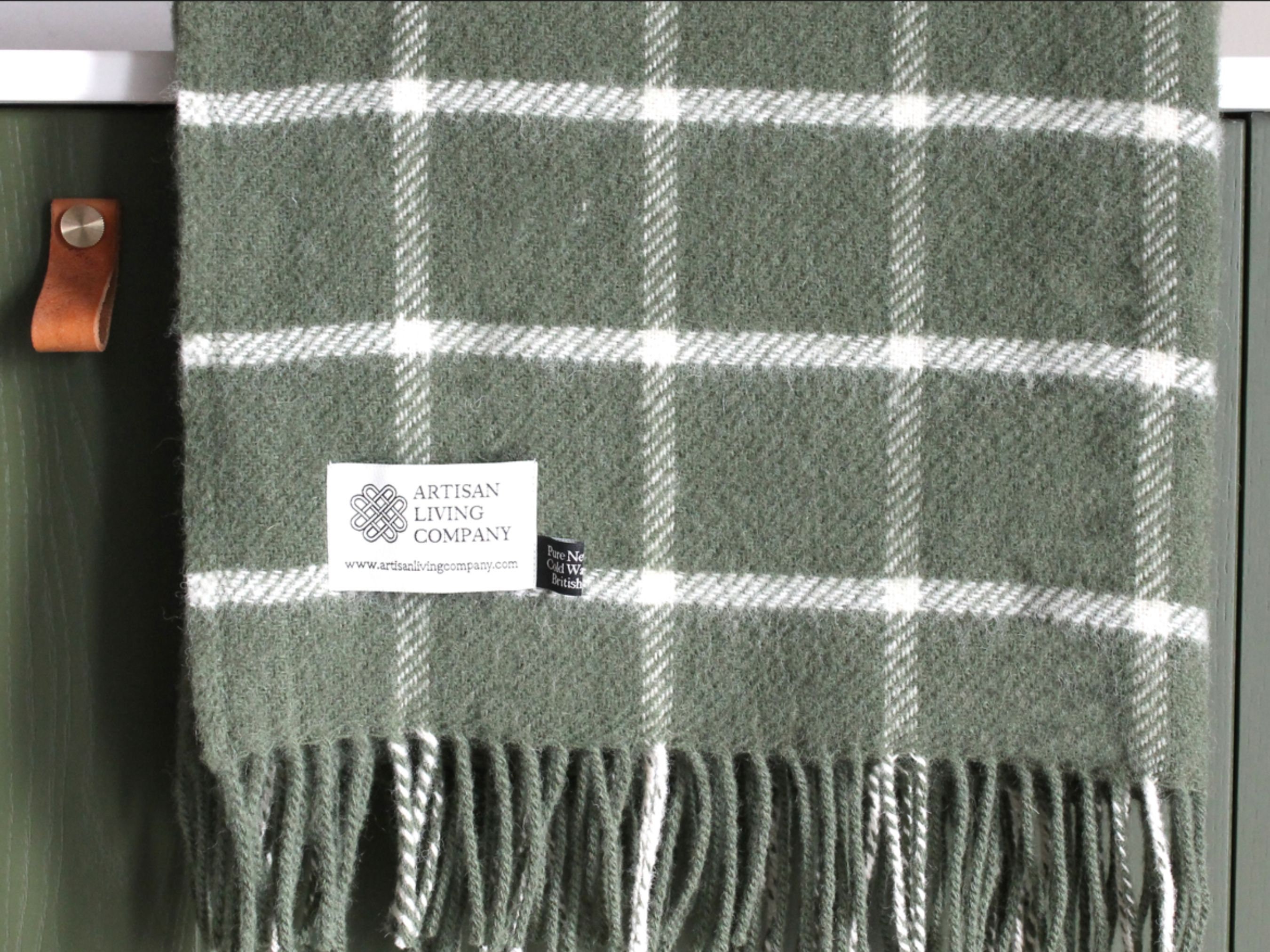 Check Green Olive Pure New Wool Throw - Etsy UK