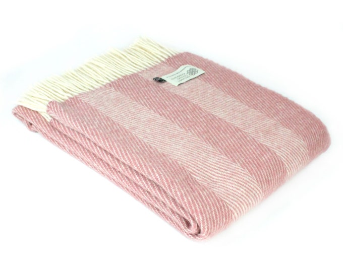 Bold Stripe Dusky Pink Pure New Wool Throw - Etsy UK