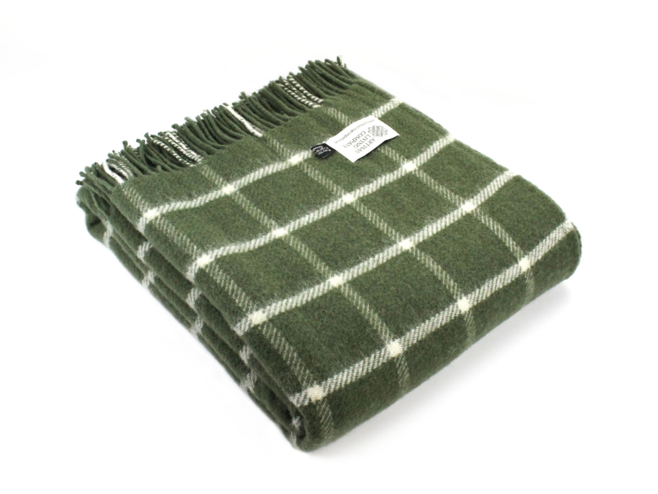 Check Green Olive Pure New Wool Throw - Etsy UK